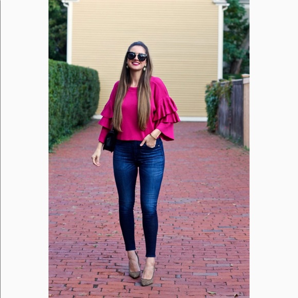Elodie | Sweaters | Nwt Elodie Pink Ruffle Sweater | Poshmark